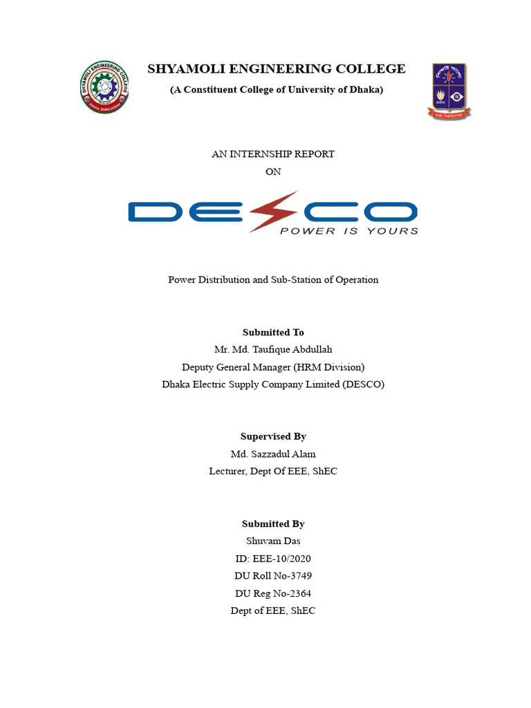 DESCO Internship Report: Power Operations | PDF | Electrical Grid ...
