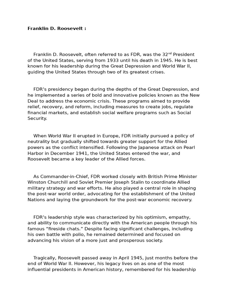 Franklin D. Roosevelt | PDF