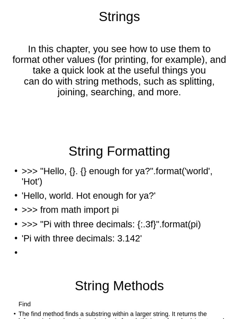 String Formatting and Methods Guide | PDF