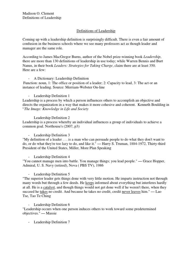Definitions of Leadership | PDF | Leadership | Cognitive Science