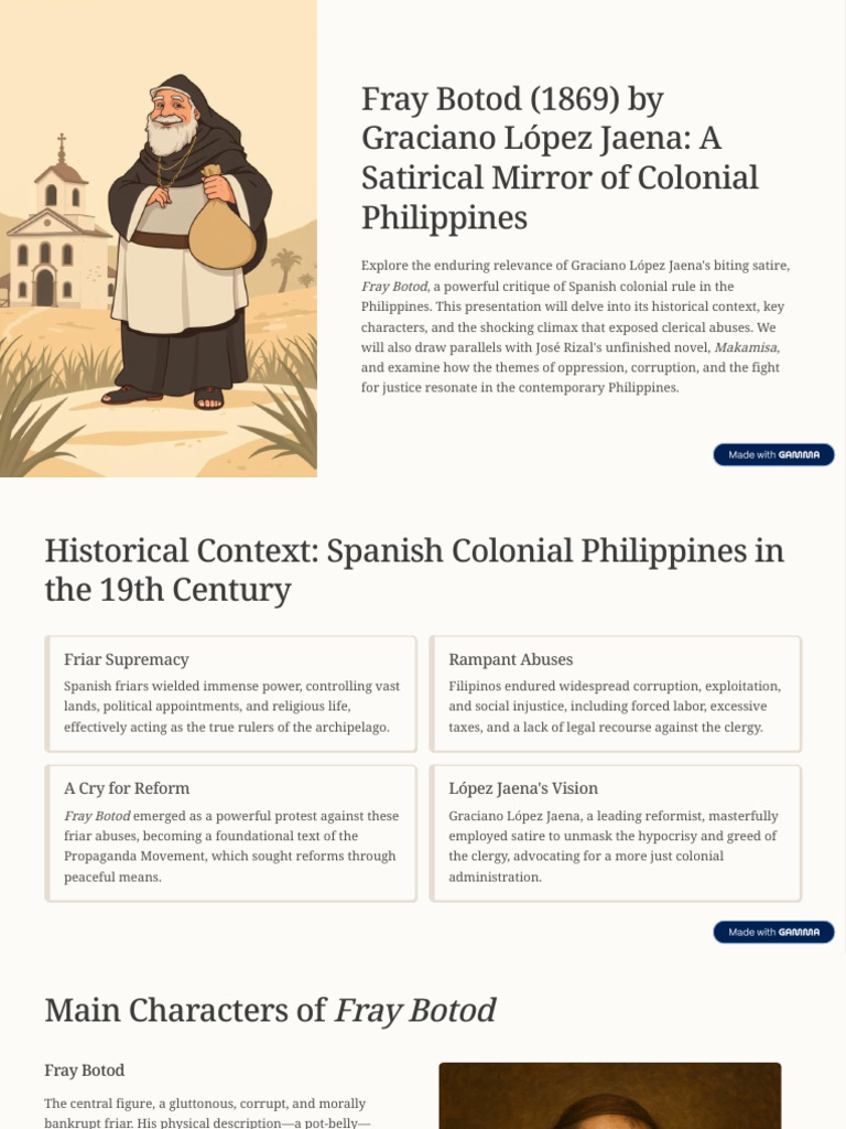 Fray Botod 1869 by Graciano Lopez Jaena A Satirical Mirror of Colonial ...