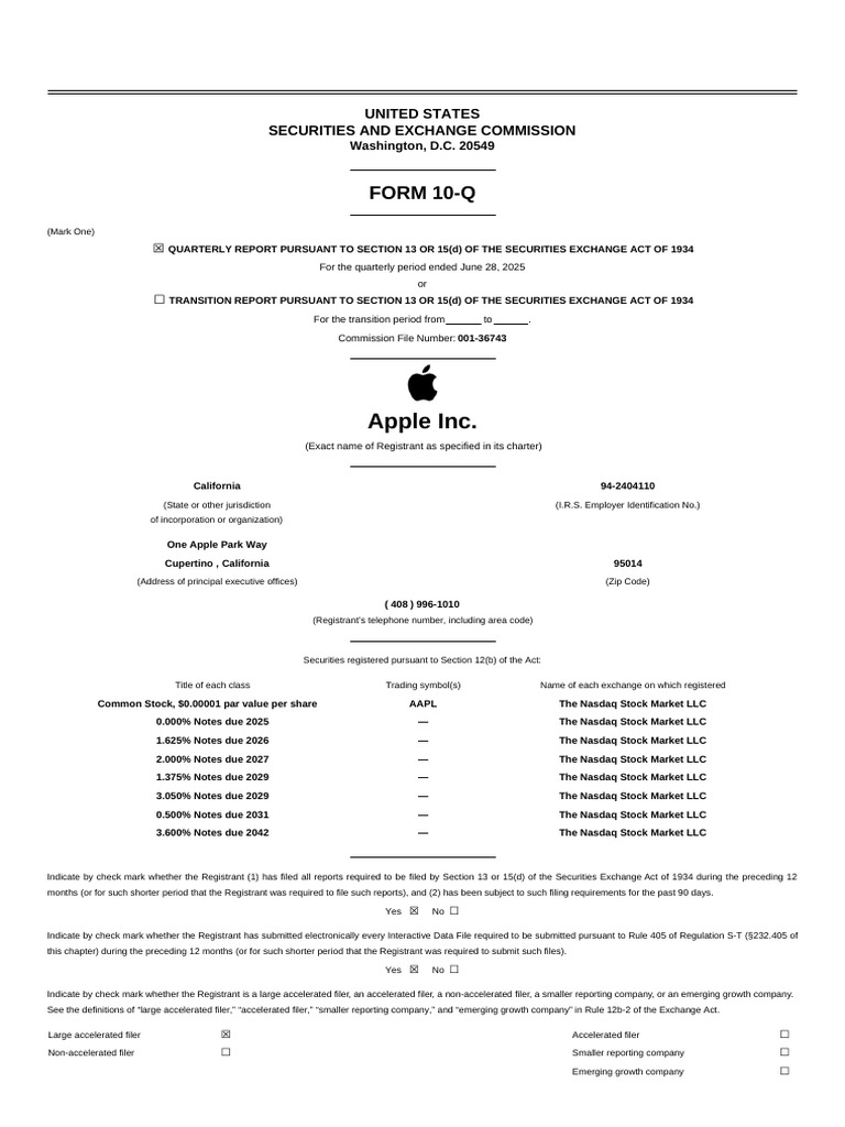 Apple Inc. Q3 2025 Financial Report | PDF | Derivative (Finance ...