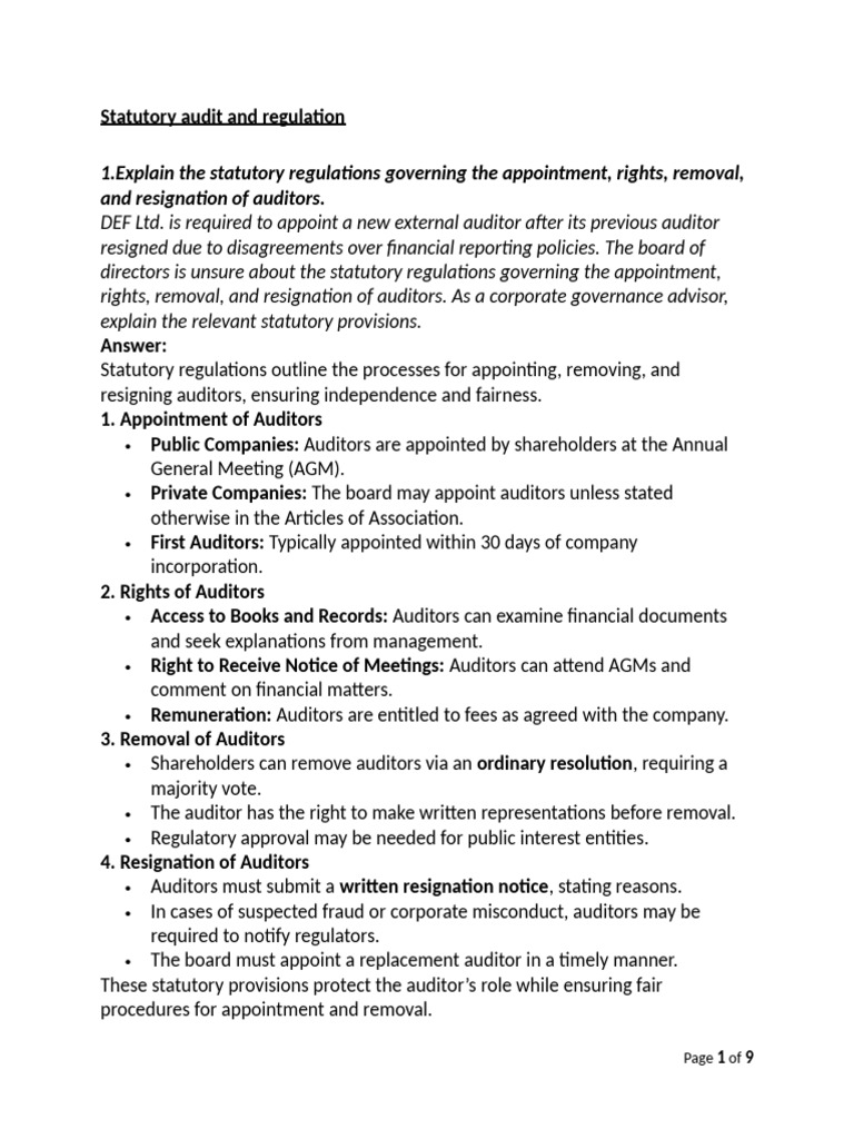 Statutory Audit Regulations Explained | PDF | Audit | Auditor's Report