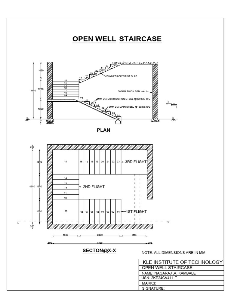 Open Well Staircase v49 Cad (1) (1) - Model | PDF