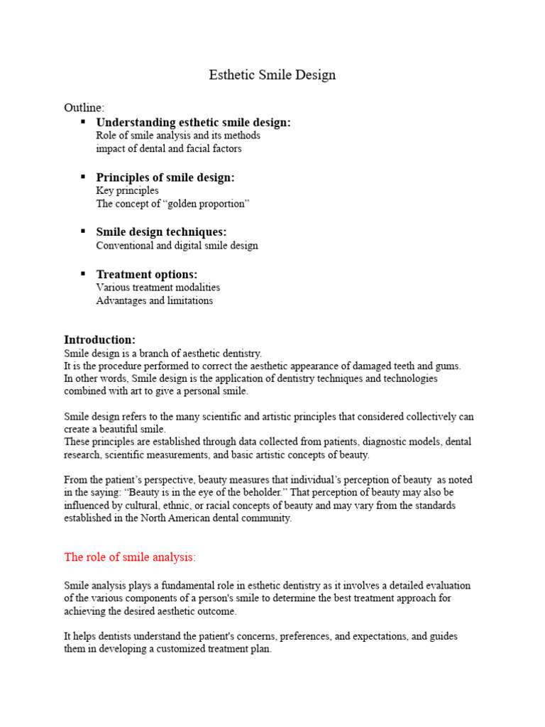 Esthetic Smile Design Techniques Explained | PDF | Dentistry ...