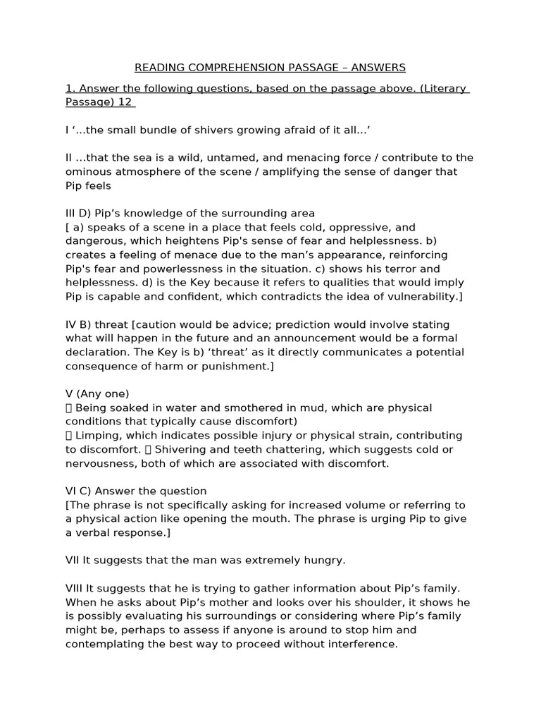 Reading Comprehension Passage - Answers | PDF | Fear | Social Psychology