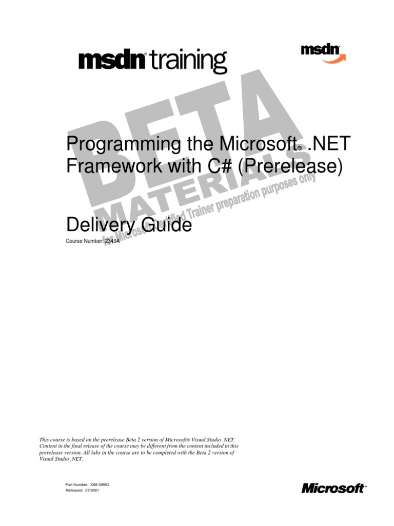 2349 Programming The Microsoft .NET Framework With C# (Prerel | PDF ...