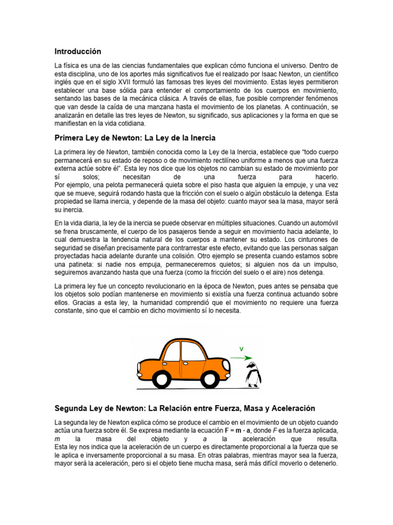 Tres Leyes de Newton Explicadas | PDF | Fuerza | Las leyes del ...