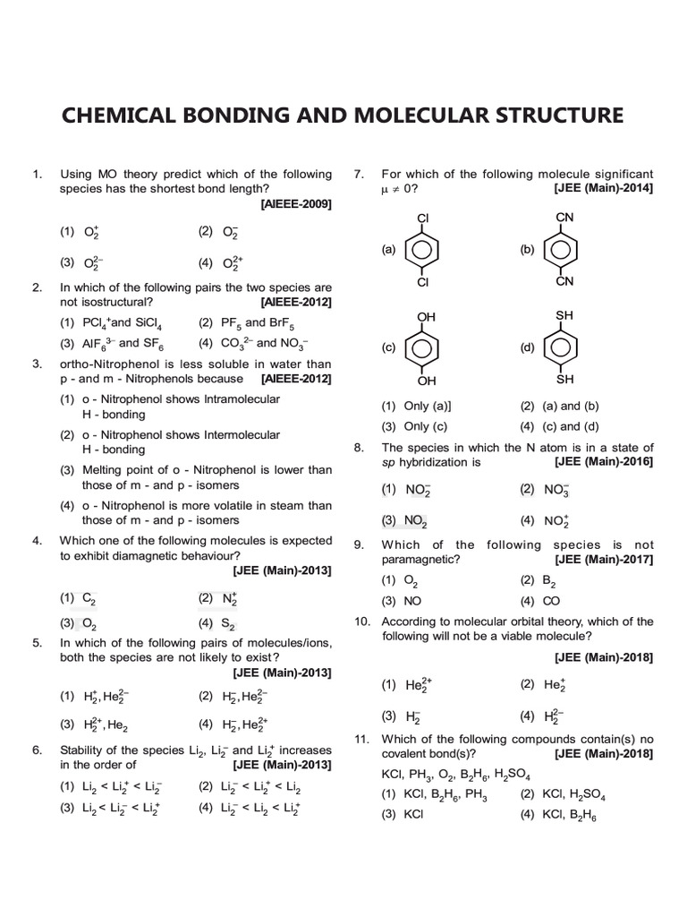 Chemical Bonding and Molecular Structure Insights | PDF | Chemical Bond ...