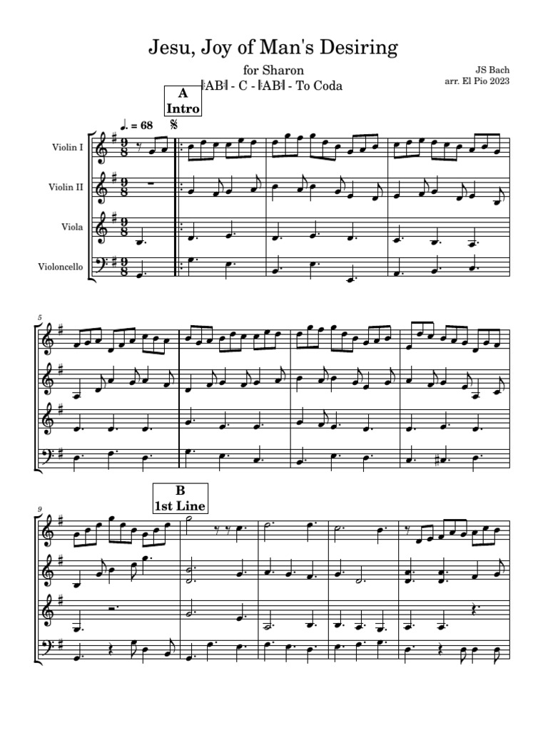 Jesu Joy of Mans Desiring Johann Sebastian Bach | PDF | Compositions ...