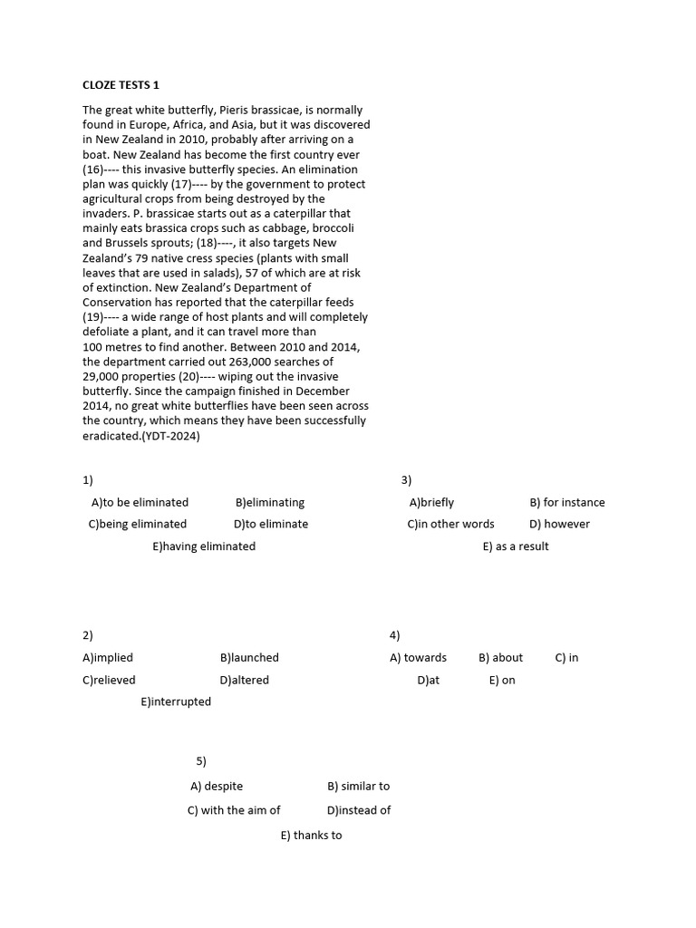 Cloze Tests 1 | PDF | Fuels | Fossil Fuels