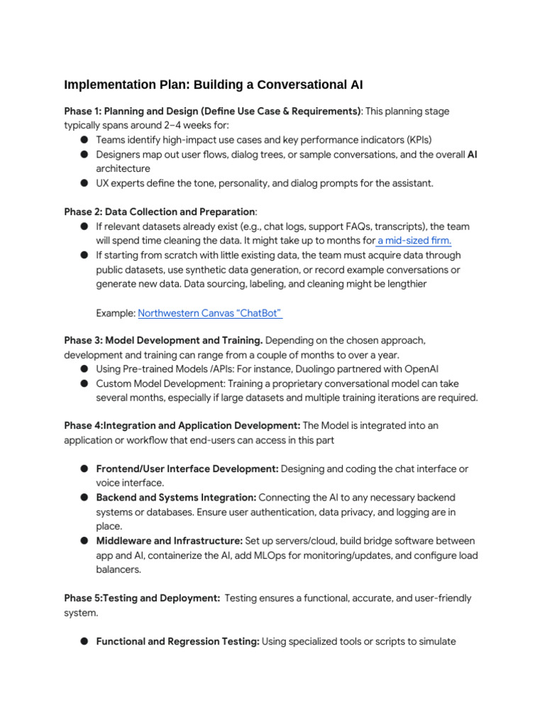 Implementation Plan - Building A Conversational AI | PDF | Artificial Intelligence ...