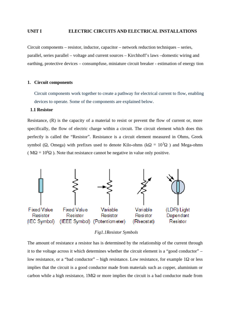 Electric Circuits: Components & Techniques | PDF | Fuse (Electrical ...