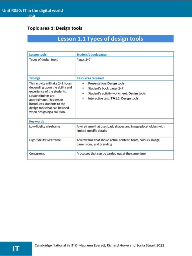 Lesson Plan R050 1.1 - Types of Design Tools | PDF | Cognitive Science ...