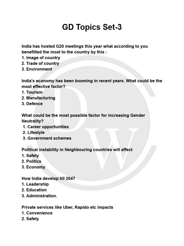 GD Topics Set-3 | PDF