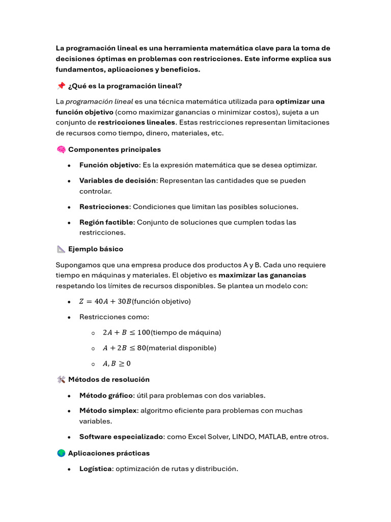 La Programación Lineal Tarea | PDF