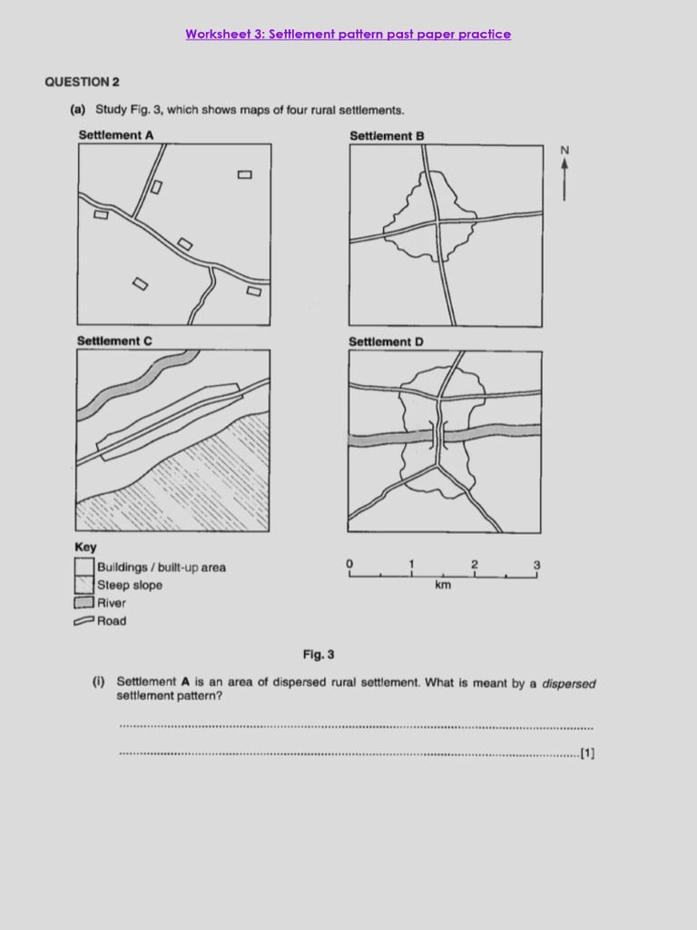 Worksheet 3 - Settlement Pattern Past Paper Practice | PDF