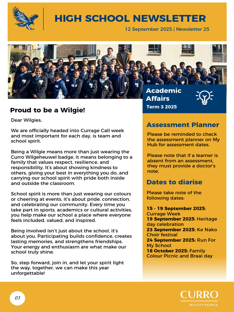 Wilgie High School Newsletter - September 2025 | PDF | Panic Attack | Panic