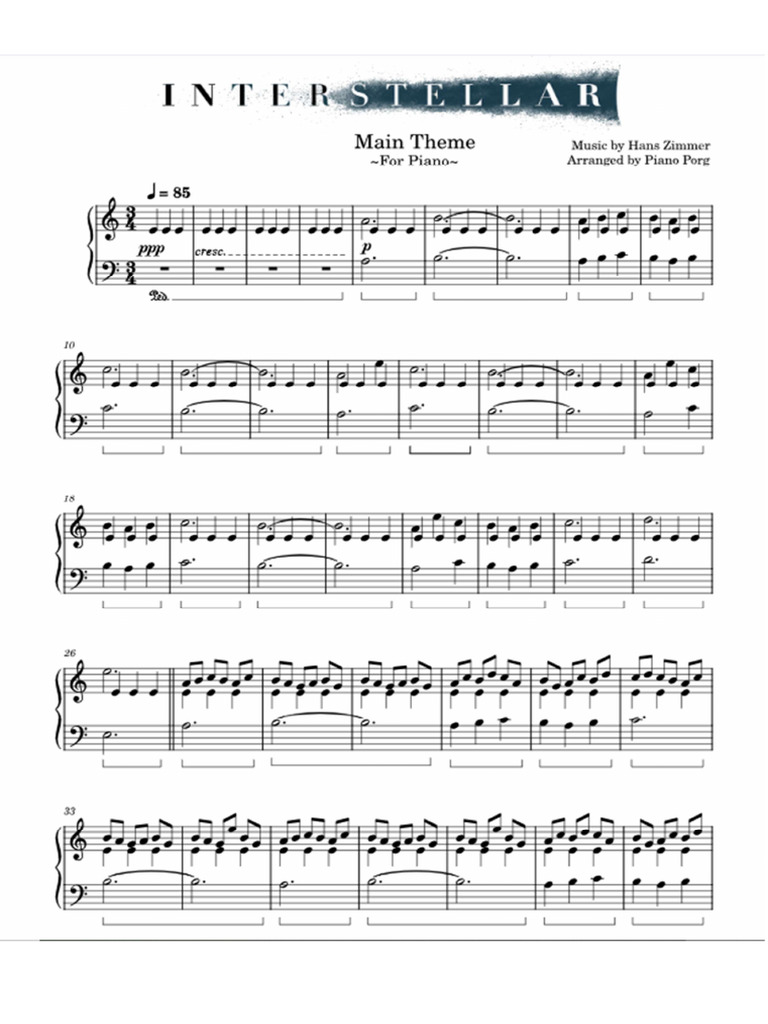 Interstellar Main Theme | PDF