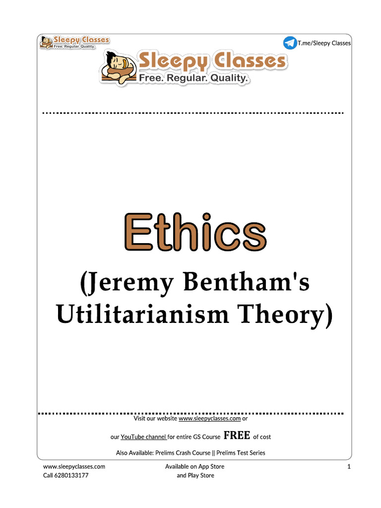 Jeremy Benthams Utilitarianism Theory | PDF | Hedonism | Pleasure