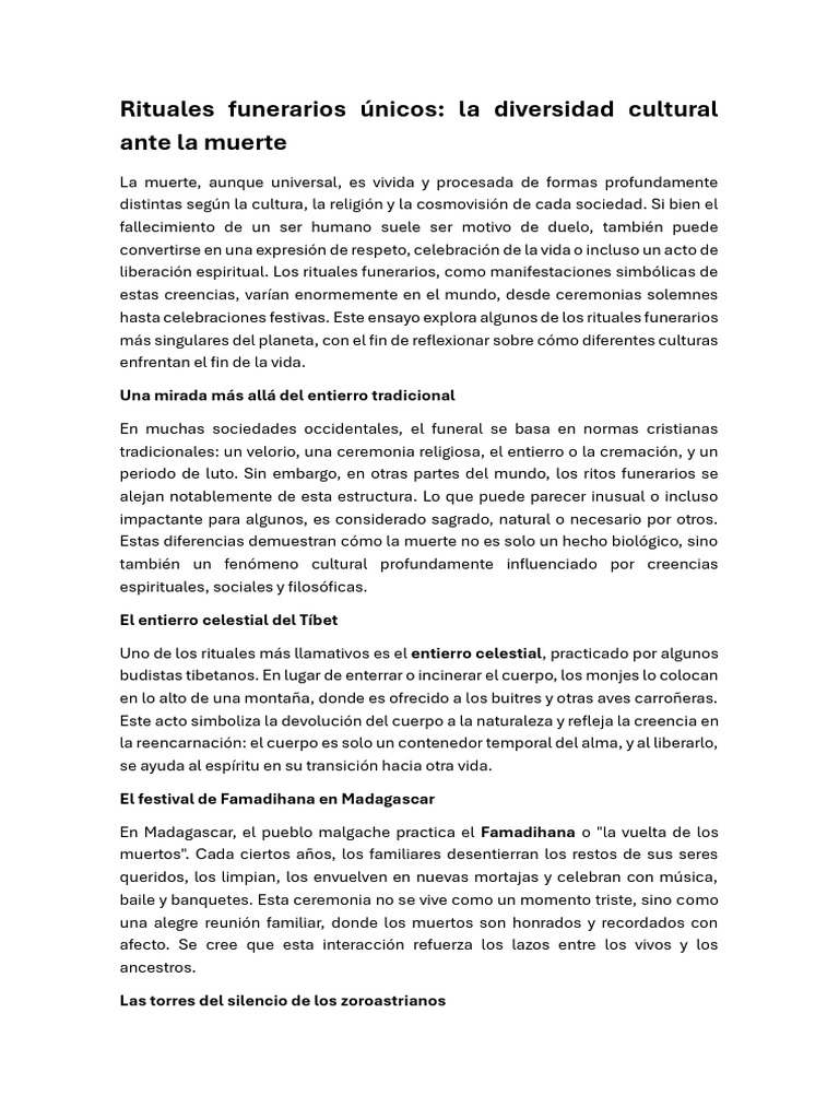 3-Rituales Funerarios Únicos | PDF | Entierro | Rituales