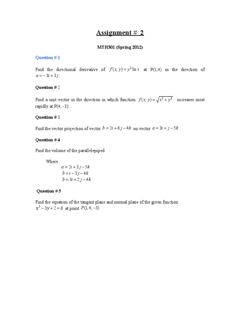 MTH301 Spring 2012 Assignment Solutions | PDF | Science & Mathematics ...