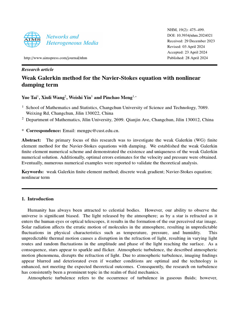 Weak Galerkin Method For The Navier-Stokes Equatio | PDF | Finite ...