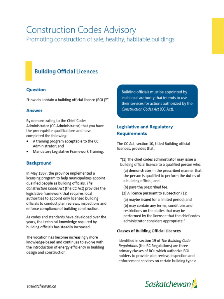 Building Official Licence Guide | PDF | License | Framing (Construction)
