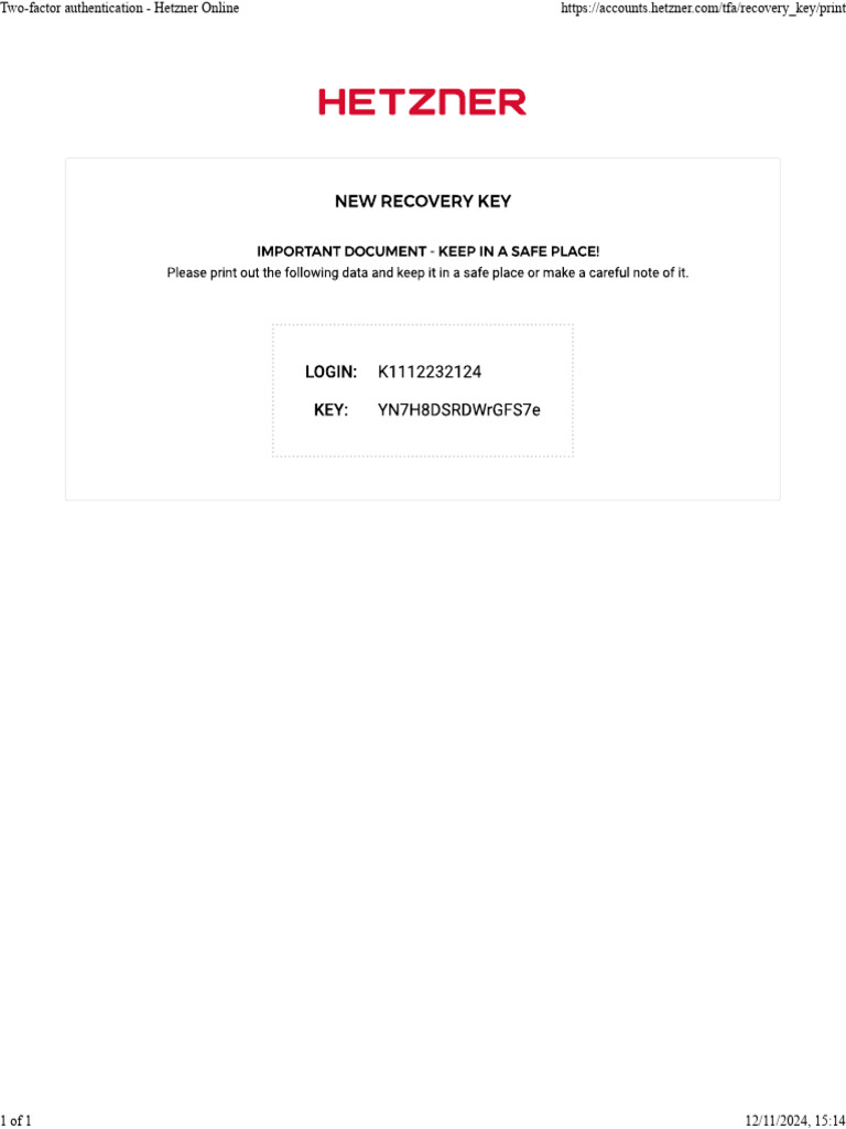 Hetzner Key | PDF