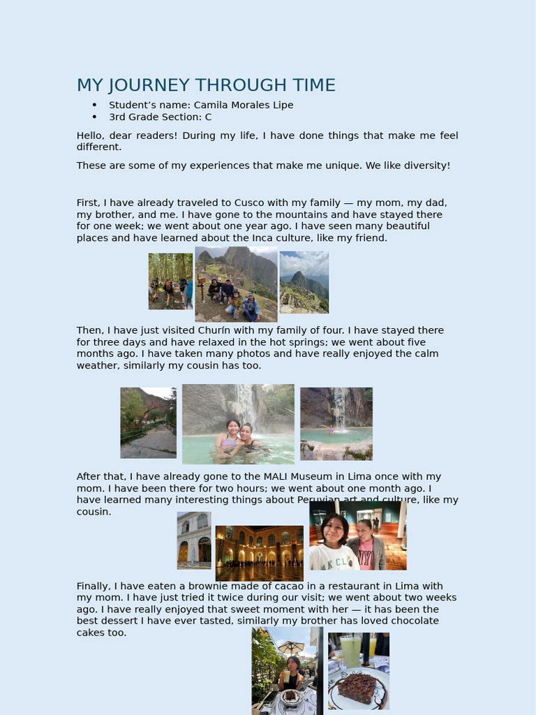 Camila's Unique Life Experiences | PDF