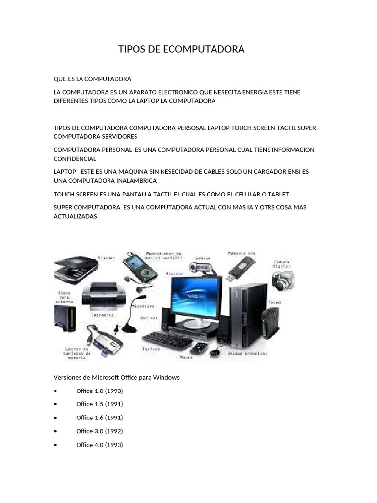 Tipos de Computadoras y Versiones de Office | PDF