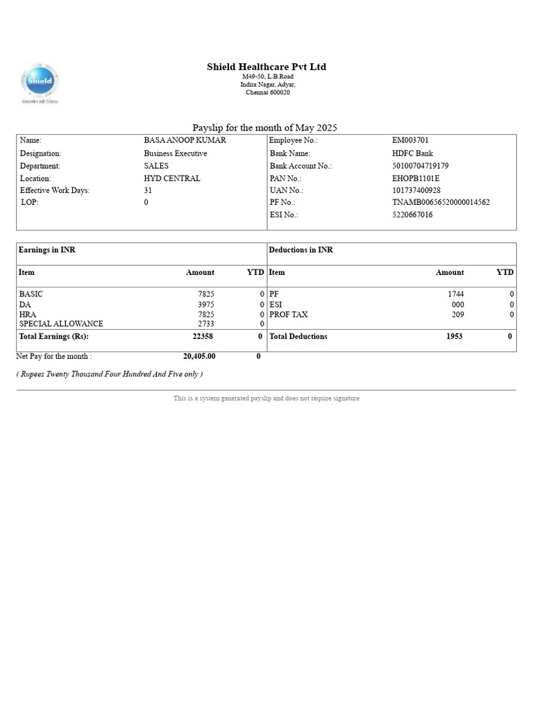 Payslip May 2025 | PDF