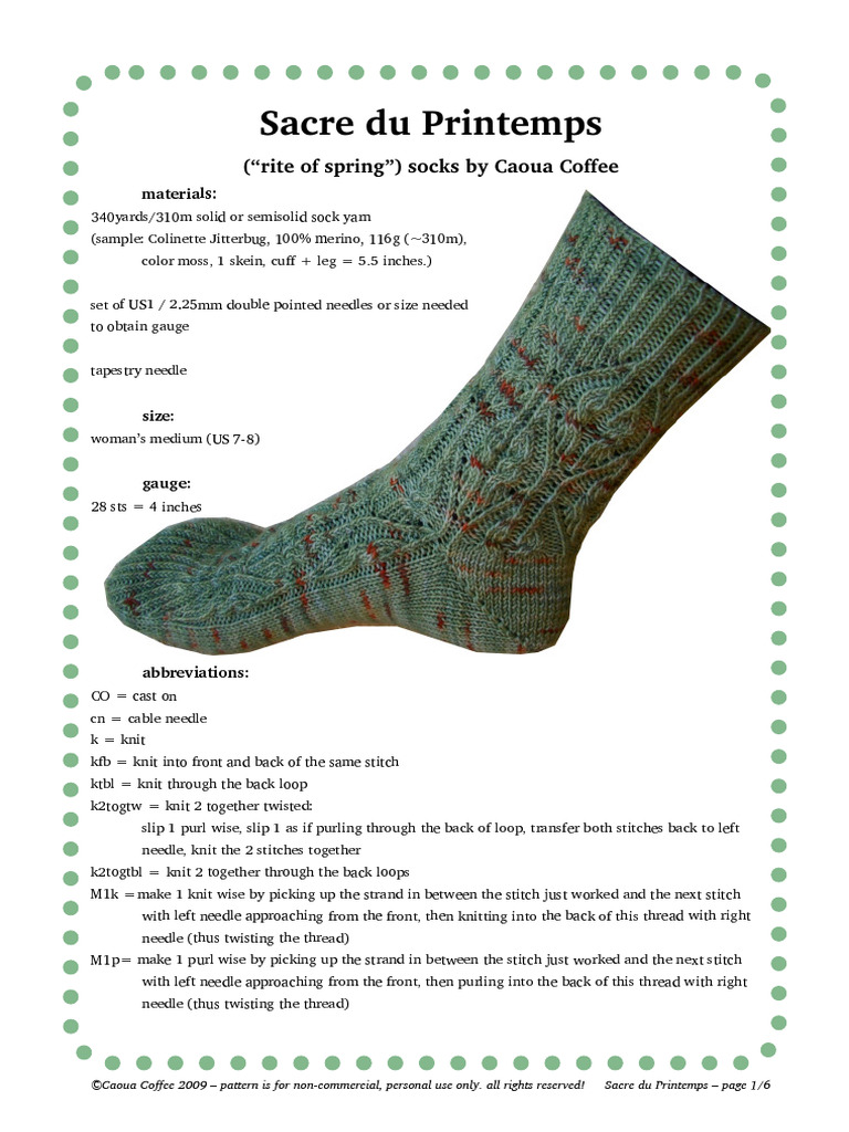 Sacre du Printemps Socks Pattern | PDF
