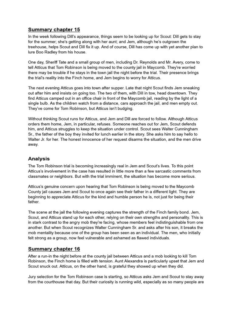 Too Kill A Mockingbird Summary of Chapter 23 | PDF | To Kill A Mockingbird