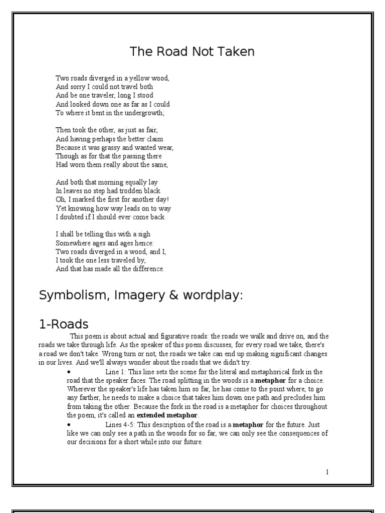 The Road Not Taken | PDF | Metaphor