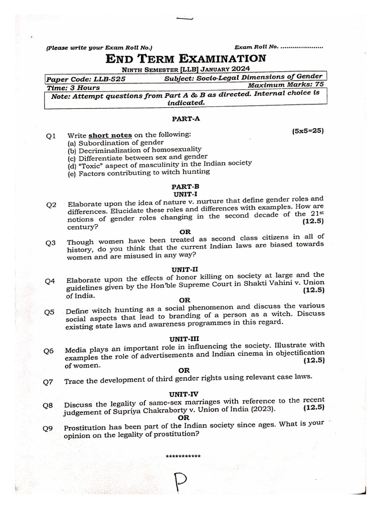 Code 509 C Socio Legal Dimensions of Gender Justice | PDF