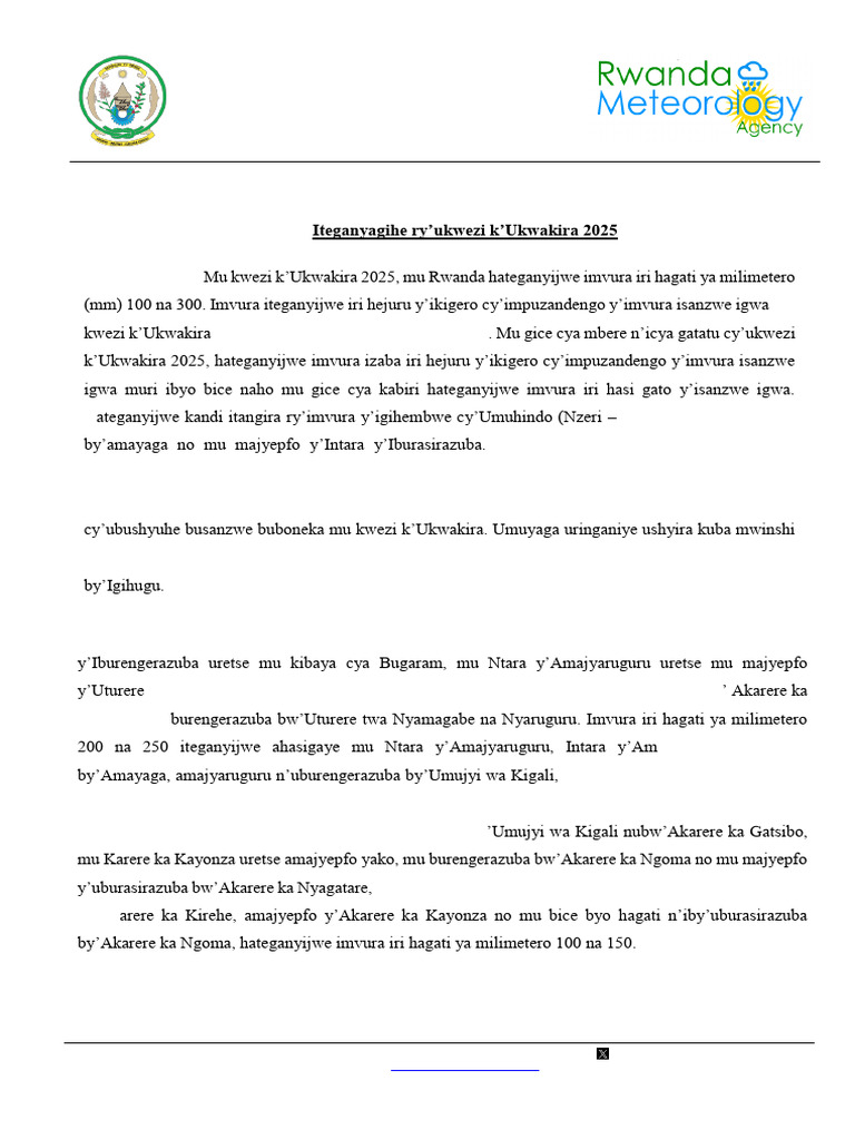 Iteganyagihe Ry'ukwakira - 2025 | PDF