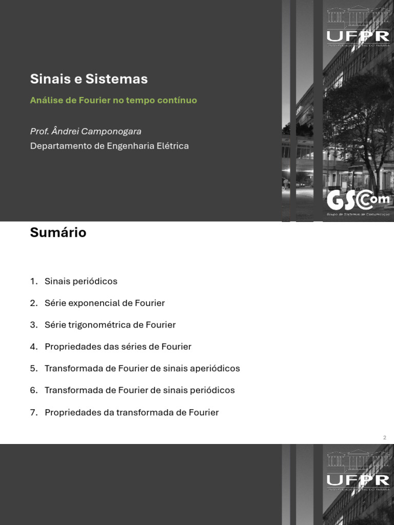 Análise de Fourier: Sinais e Sistemas | PDF | Transformada de Fourier ...