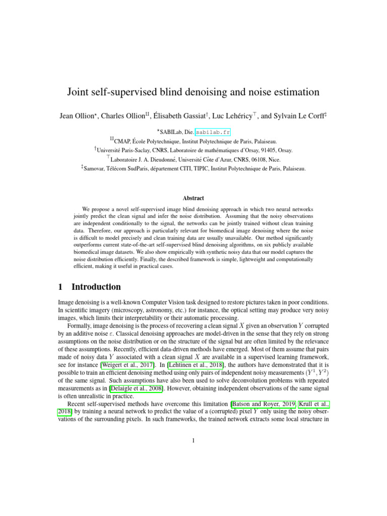 Joint Self-Supervised Blind Denoising and Noise Estimation | PDF ...