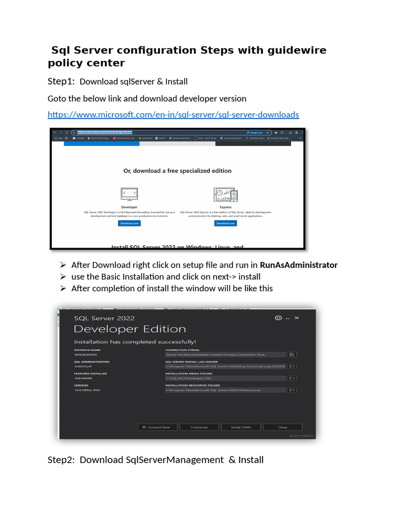 SQL Server Setup for Guidewire Policy Center | PDF