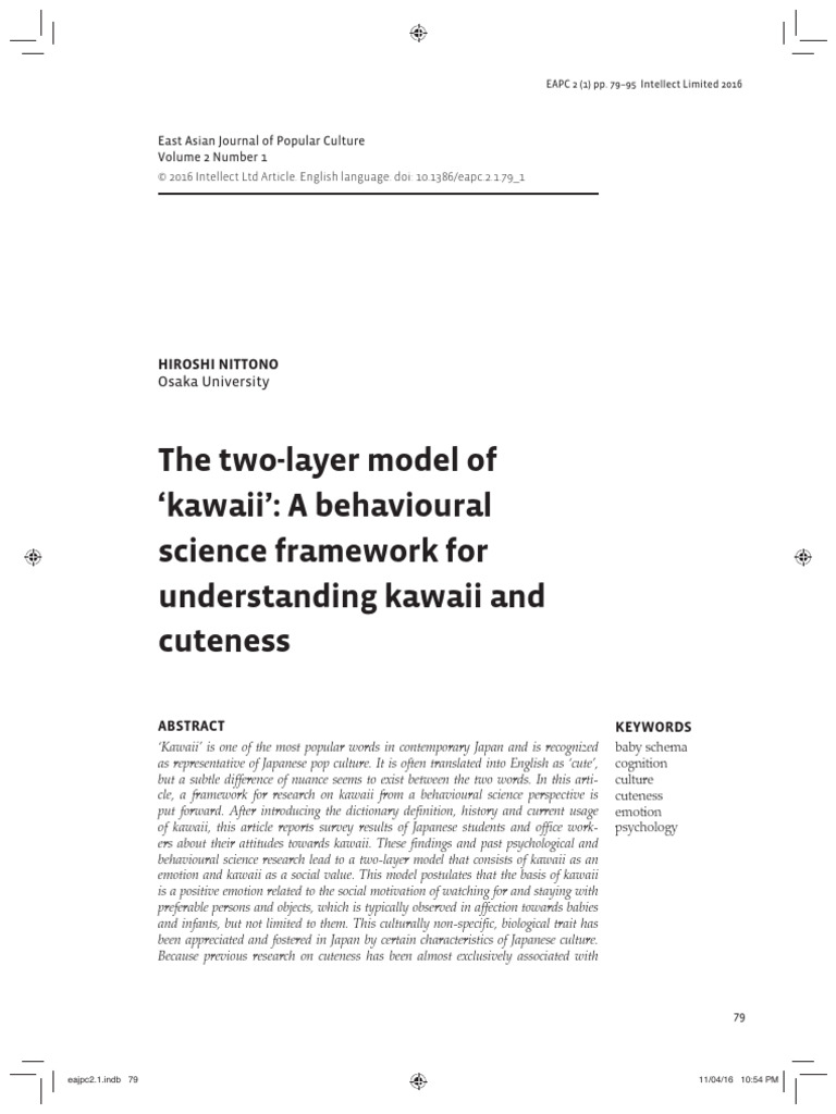 Hiroshi Nittono: The Two-Layer Model of Kawaii': A Behavioural Science ...