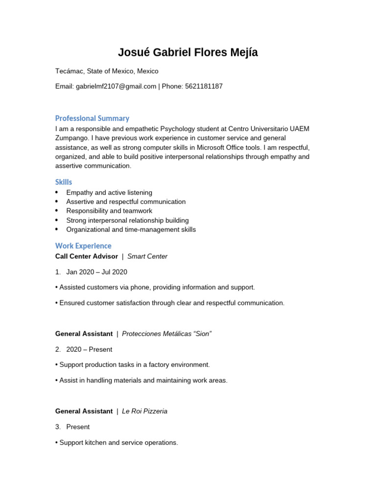 CV Josue Gabriel Flores Mejia Updated | PDF
