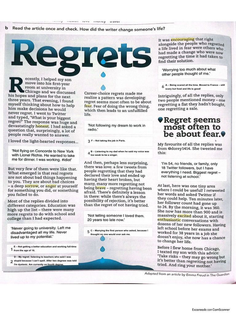 Regrets and Life Lessons in France | PDF
