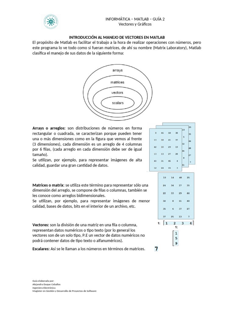 Guia 2 - Vectores y Graficos en Matlab | PDF | Espacio vectorial ...