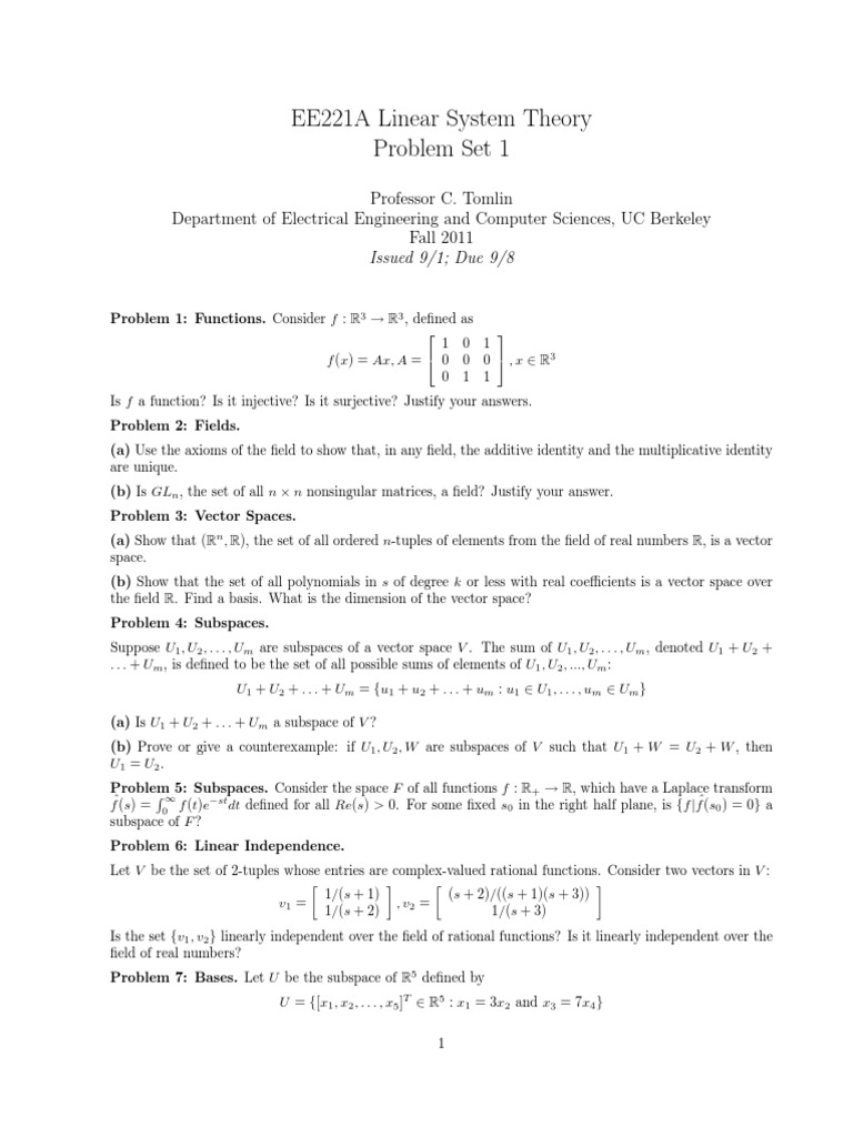221 Homework | PDF | Eigenvalues And Eigenvectors | Basis (Linear Algebra)