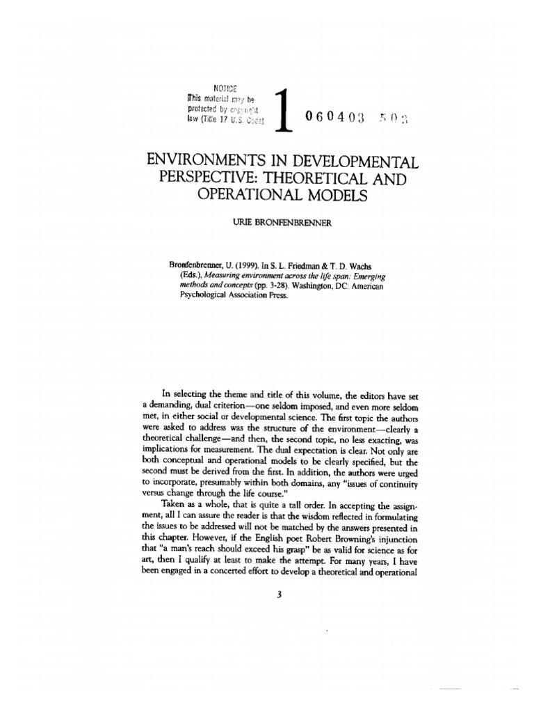 Environments in Developmental Perspective 1999 | PDF