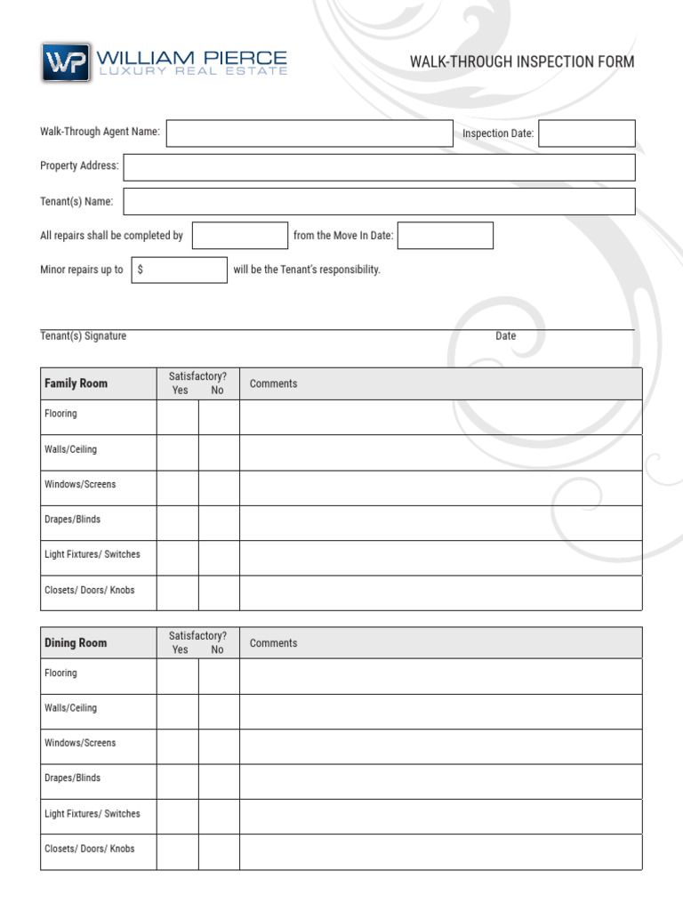 Walk-Through Inspection PDF Form | PDF | Bathroom | Home