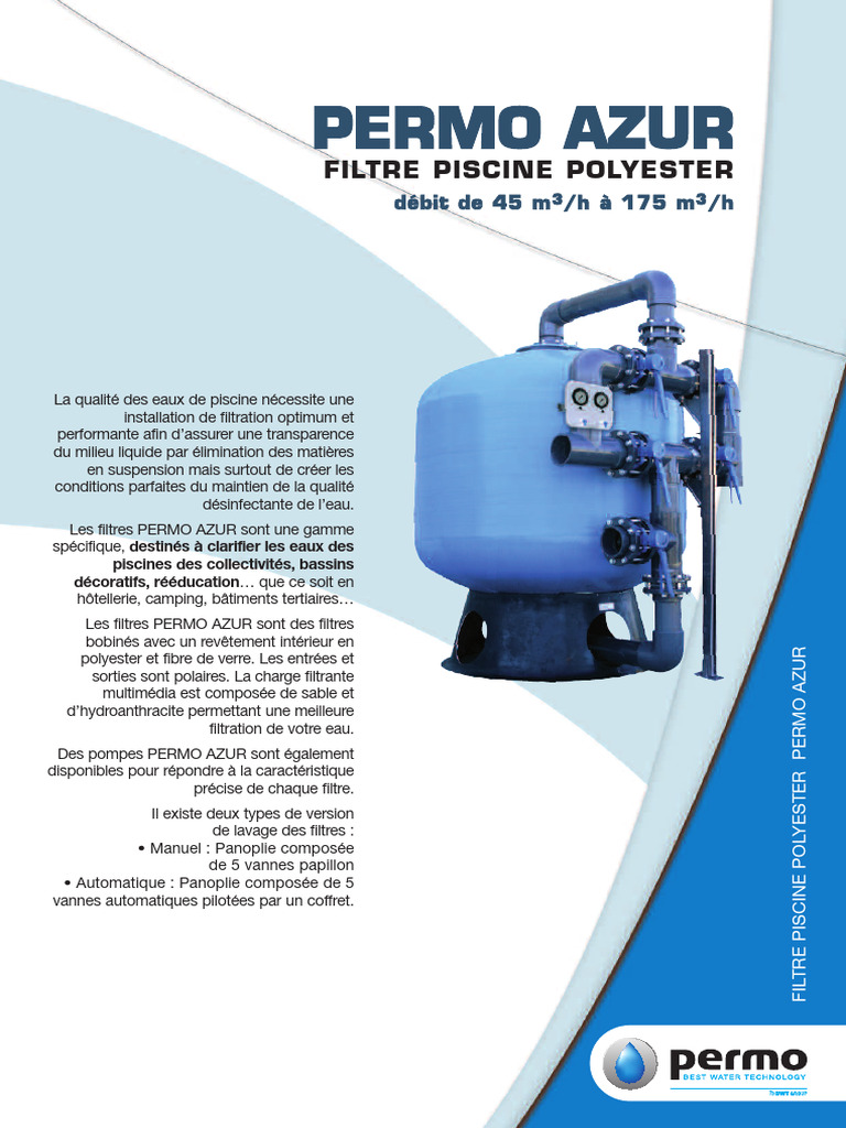 Filtres de piscine PERMO AZUR en polyester | PDF | Piscine