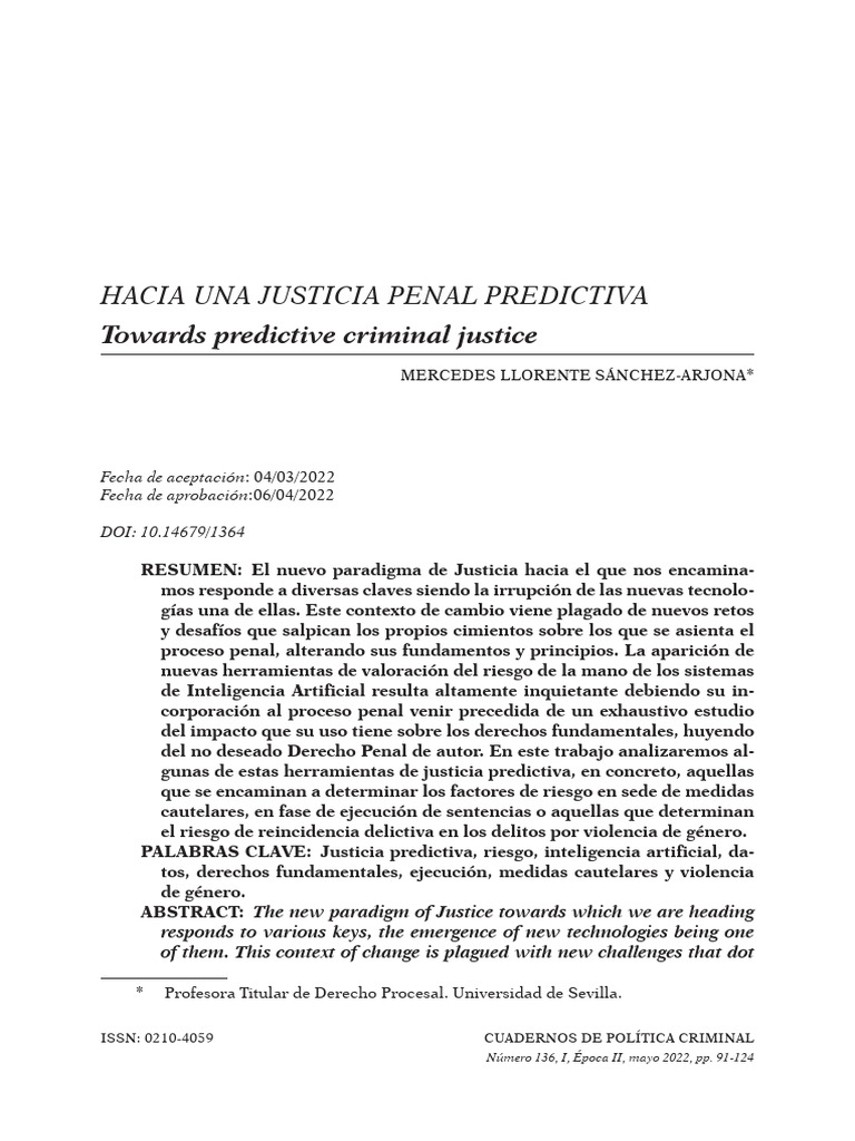 Justicia Penal Predictiva | PDF | Castigos | Mandato