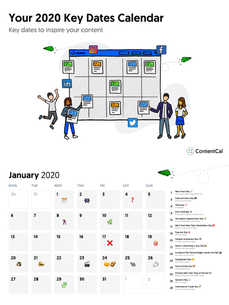 Content Calendar Key Important Dates 2020 | PDF | Observances